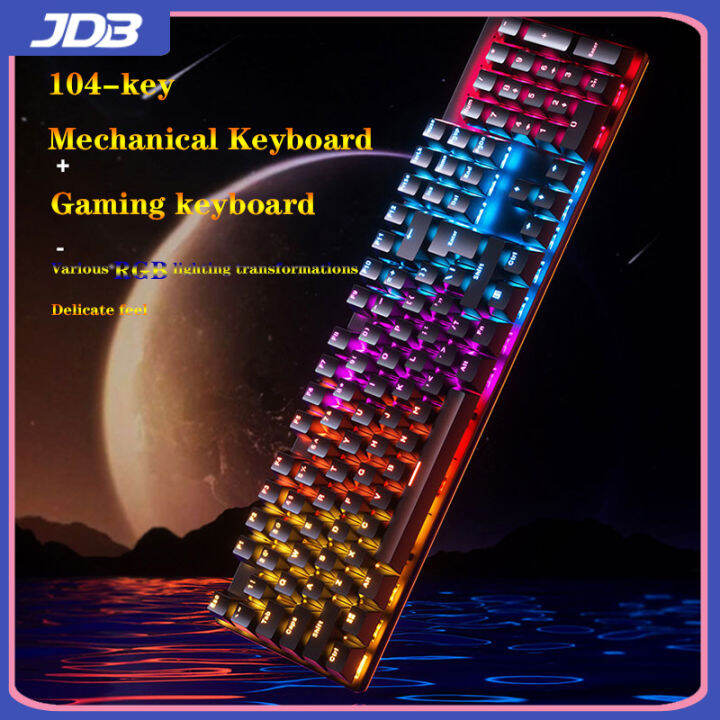 JDB 100% จริงวิศวกรรมแป้นพิมพ์ที่มีสีสัน RGB แสงไฟเหมาะกับการทำงาน ...