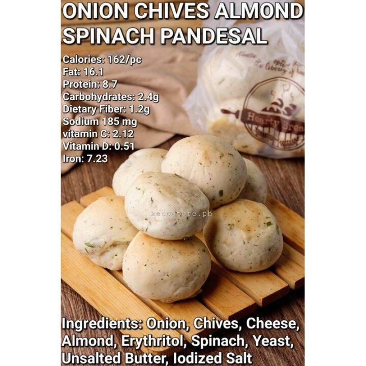 Keto Onion Chives Almond Spinach Pandesal 8pcs | Lazada PH