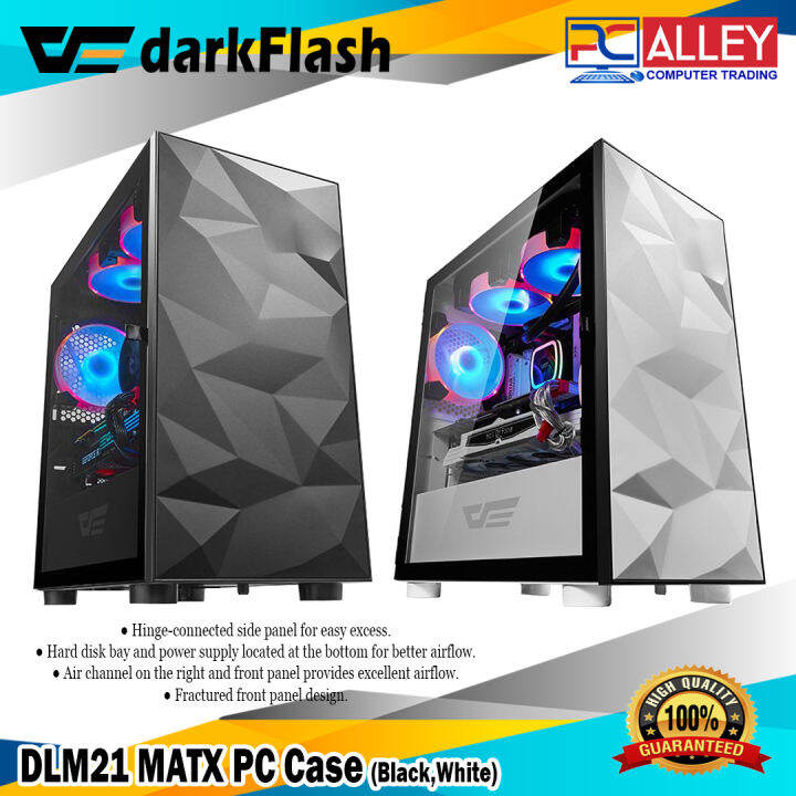 DARKFLASH DLM21 MESH MICRO ATX TEMPERED GLASS GAMING CASE l PC ALLEY ...