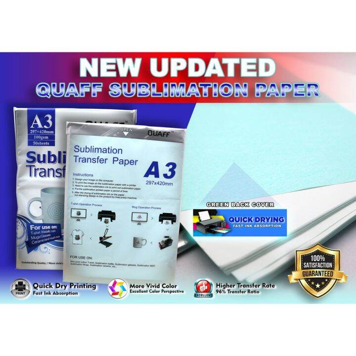 Quaff A3 Sublimation Transfer Paper 100gsm/50pcs For Inkjet Printer Sublimation Printing | Lazada PH