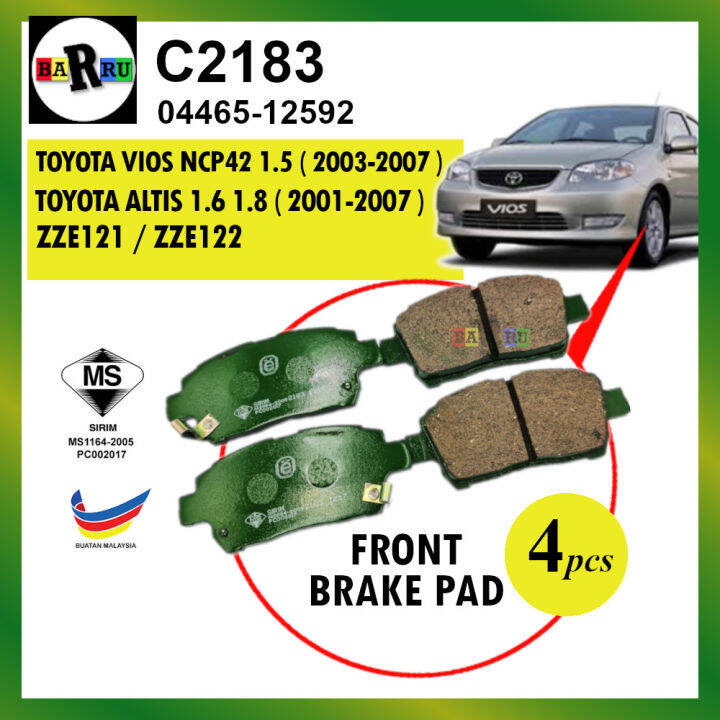 SIRIM Certified 4pcs Toyota Vios 1st Generation 1.5 NCP42 Altis 1.6 1.8 ZZE121 ZZE122 Front ...