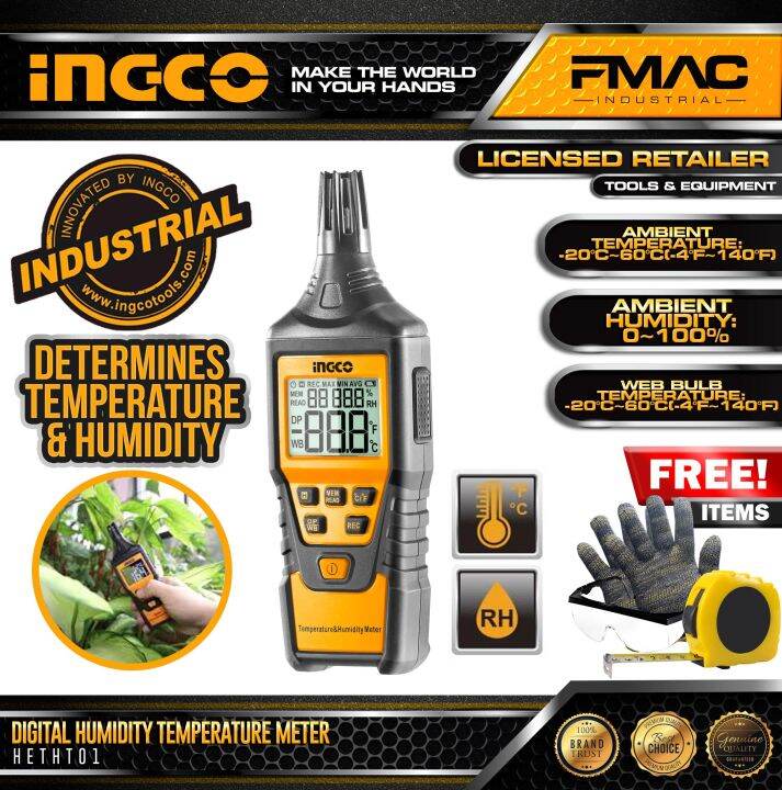 INGCO Industrial Digital Humidity & Temperature Meter HETHT01 ...