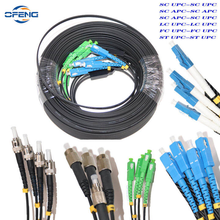 100M 3 Steel 4 core Indoor Outdoor Fiber Optic Drop Cable Optical Patch ...
