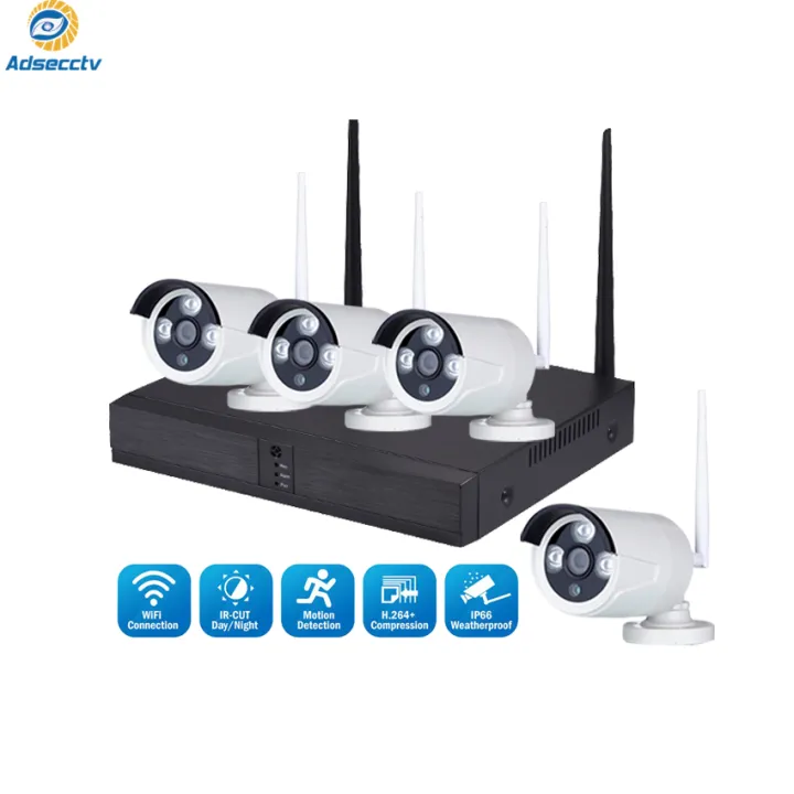 HD 3MP 4CH Wireless NVR Kits WiFi Security System Real Plug and Play ...