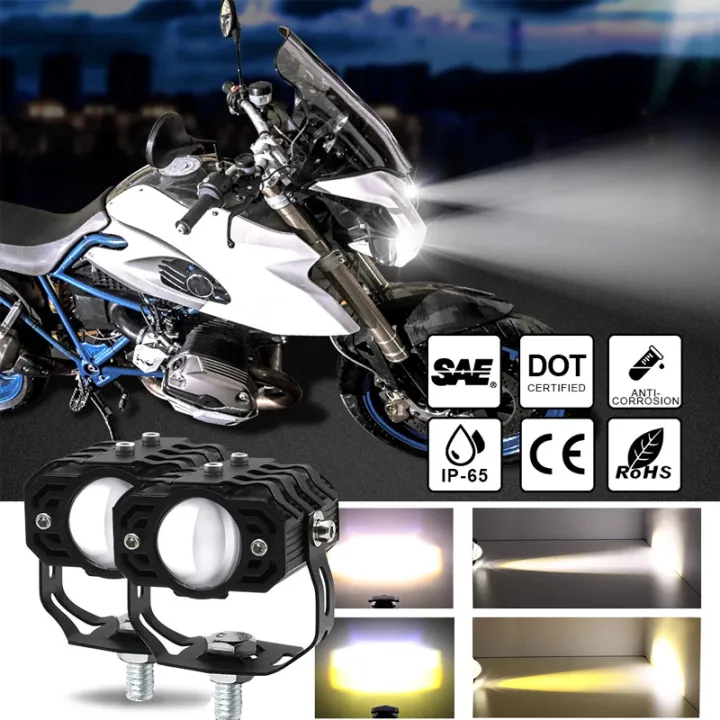 2pcs mini driving light v2 (white light + yellow light) headlight led ...