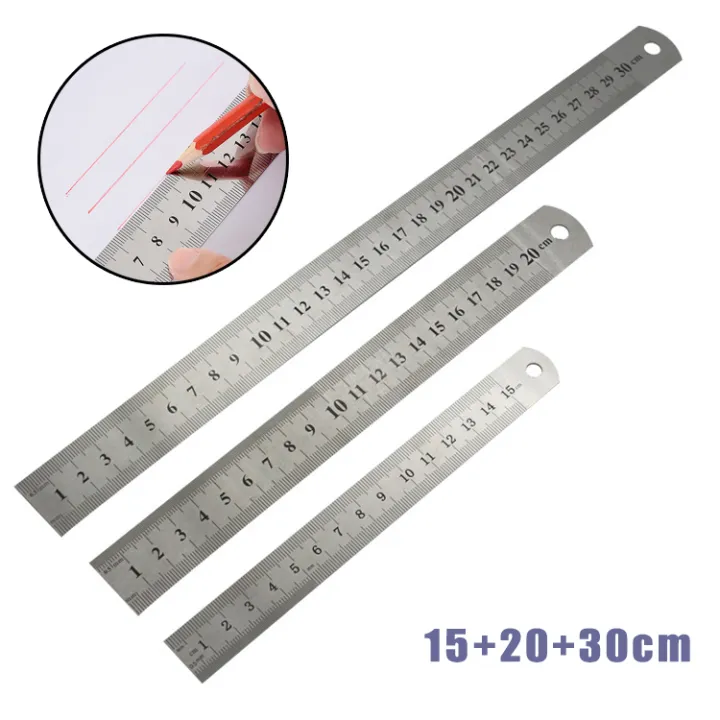 3 Pcs Metal Rulers Stainless Steel Marking Imperial Double-sided Scale ...