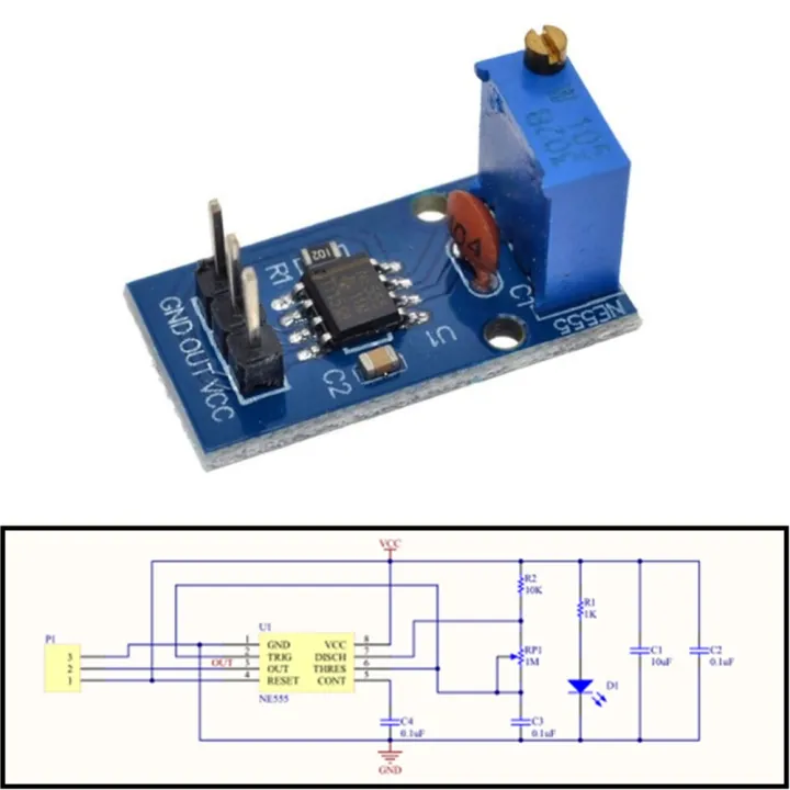 NE555 Pulse Frequency Duty Cycle Adjustable Module Square Wave 5V-12V ...
