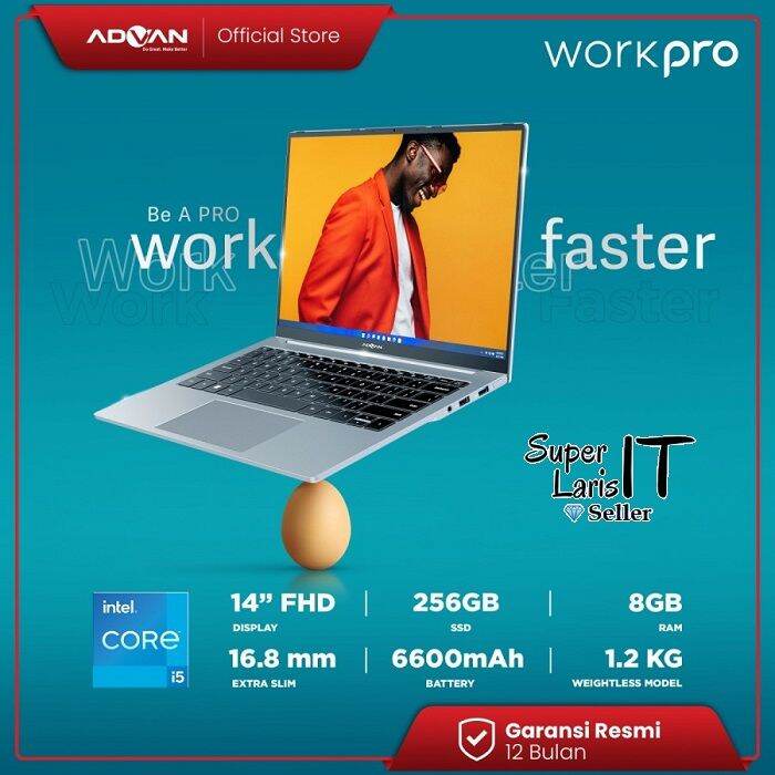 Advan WorkPro Laptop Core i5-1035G7 ram 8GB 256GB 14" IPS Windows 11 ...
