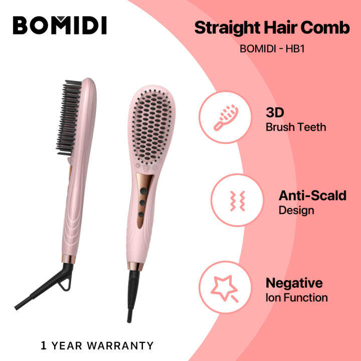 BOMIDI Hair Straight Comb Essential Care Hair Styler Anti-Scald Thermal ...