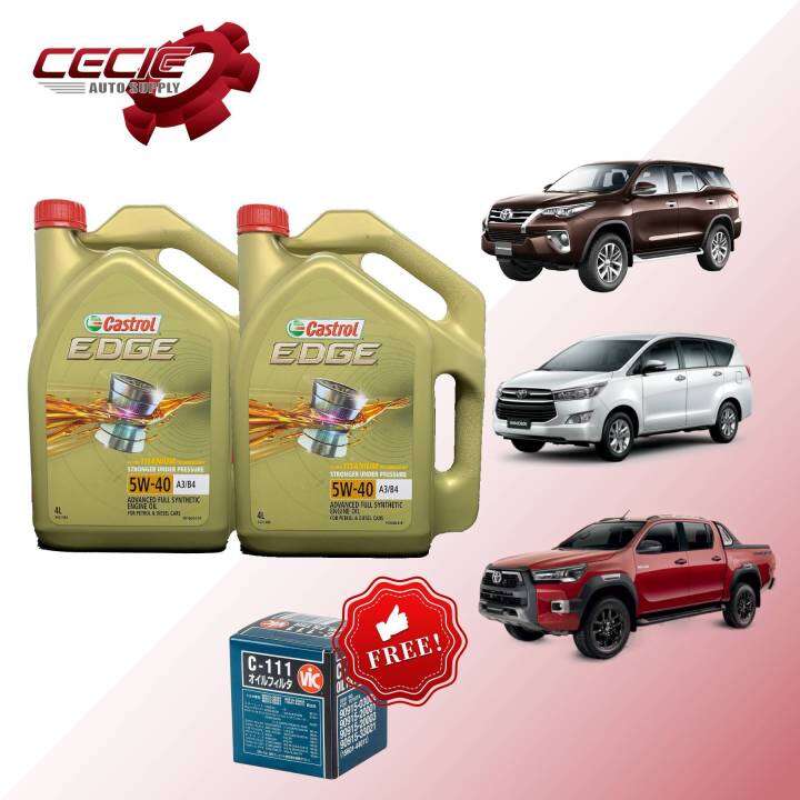 Toyota Fortuner, Hilux, Innova Change Oil Bundle; Castrol Edge 8Li ...