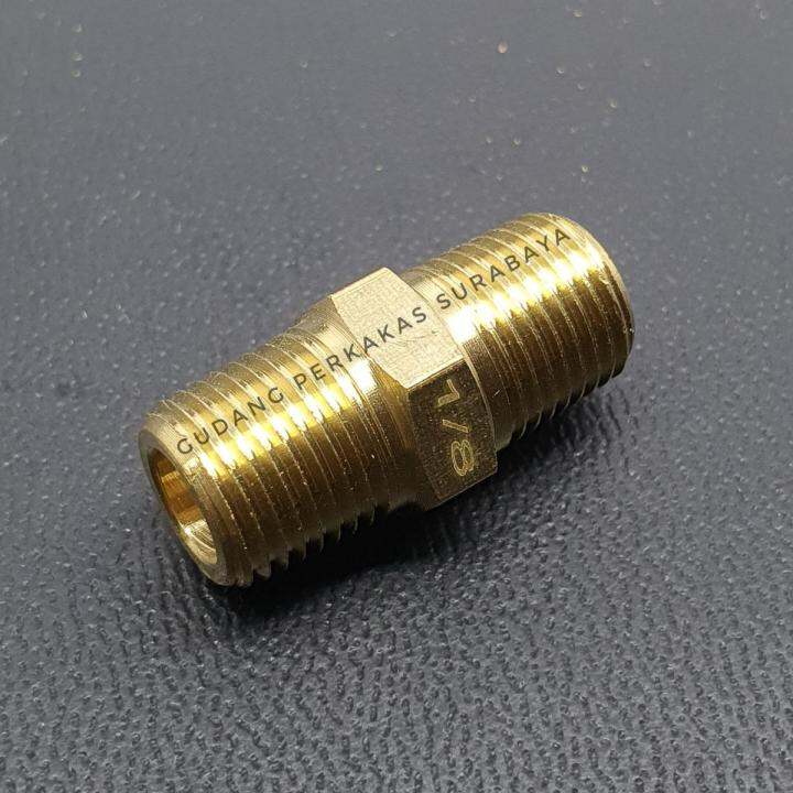 SAMBUNGAN PIPA M 1/8 x M 1/8 PIPE CONNECTOR FITTING PIPA 1/8 KONEKTOR DRAT LUAR DRAT PIPA 1/8 ...