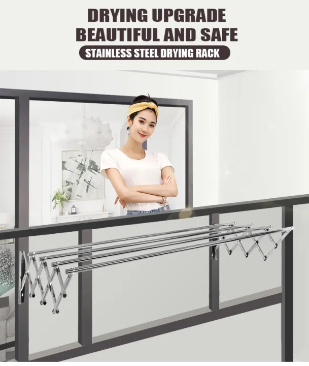 Folding Balcony Outdoor Household All Metal Air Drying Rod Push-pull ...