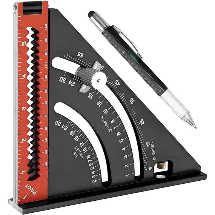6Inch Folding Triangle Square Ruler with Multi-Function Marking Pen ...