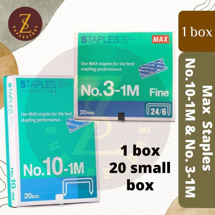 Max Staples 1Box (20 Small Box) Stapler Bullet / Ubat Stapler No.10-1M / No. 3-1M | Lazada