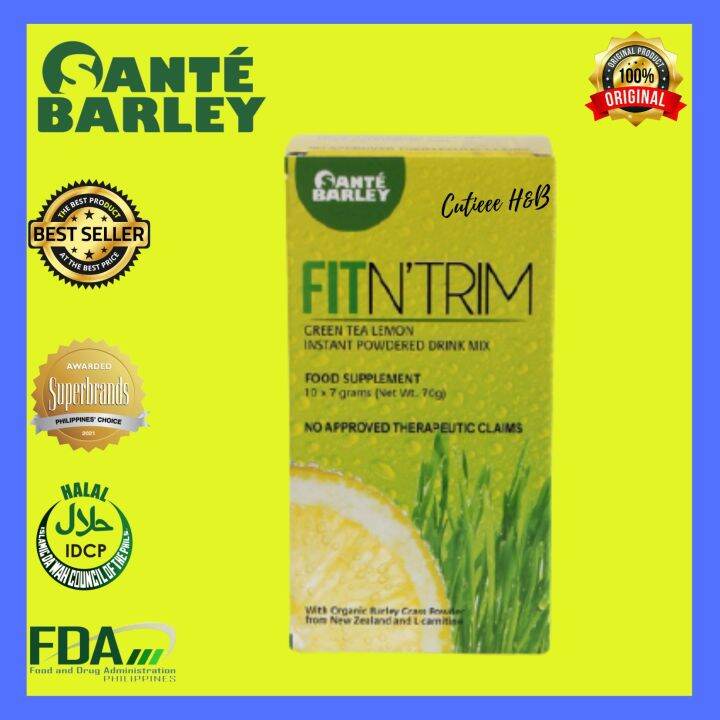 Sante Barley Fit N' Trim Green Tea Lemon Instant Powdered Drink Mix (10 ...