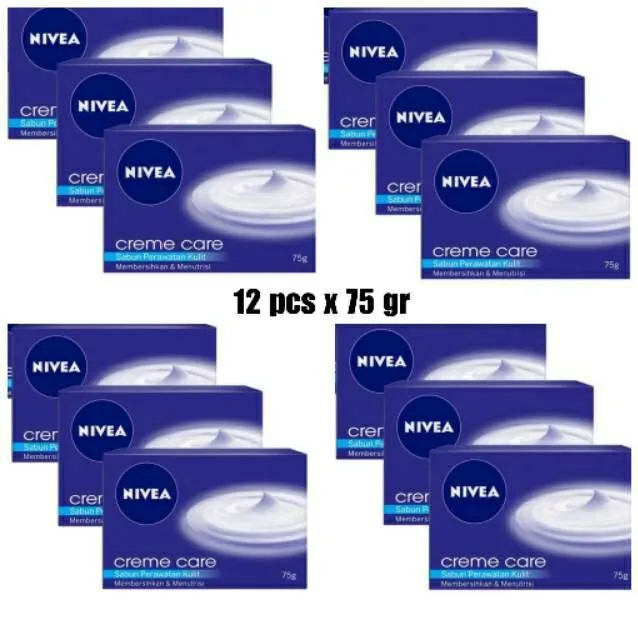 Nivea Bar Soap Creme Care 75 gr x 12 pcs Sabun Mandi Batang | Lazada ...