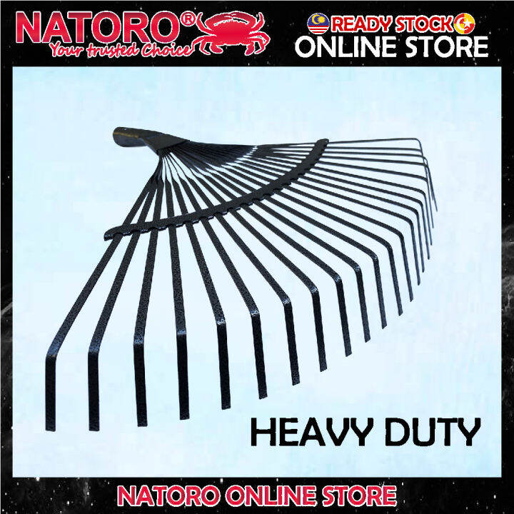 NATORO Heavy Duty 22 Teeth Garden Steel Grass Rake | Lazada