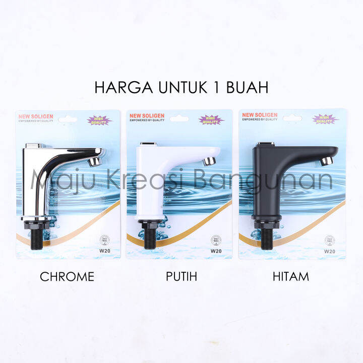 Kran Wastafel Soligen W20 Tanam Keran Air PVC Chrome Putih Hitam Pencet ...