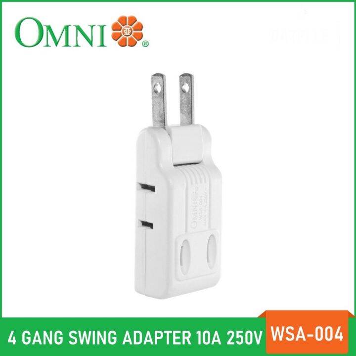 ღOMNI 4-Gang Adapter w Swing Type Plug Flat Socket Plug Outlet Adapter ...