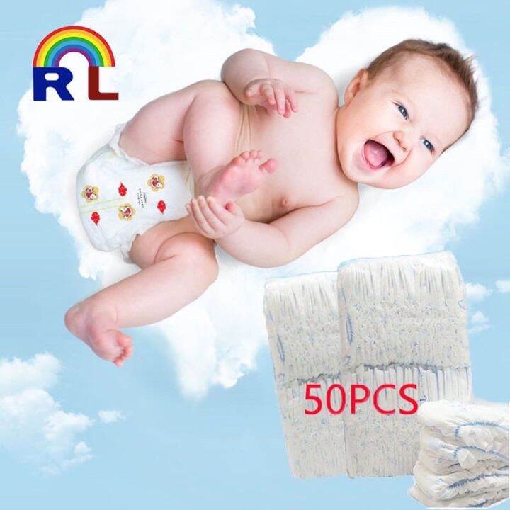 RL 50pcs Baby disposable diaper pants M,L,XL,XXL Unisex Ultra thin and dry Breathable diapers ...
