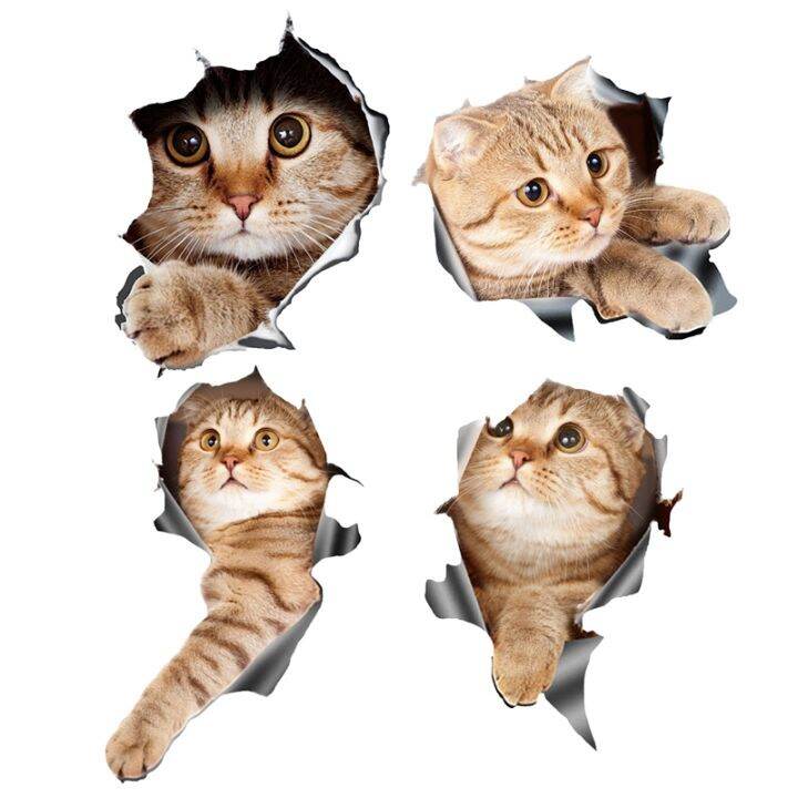 (4Pcs) 3D Cat Car Stickers Decal / Sticker for Window, Truck, Car ...
