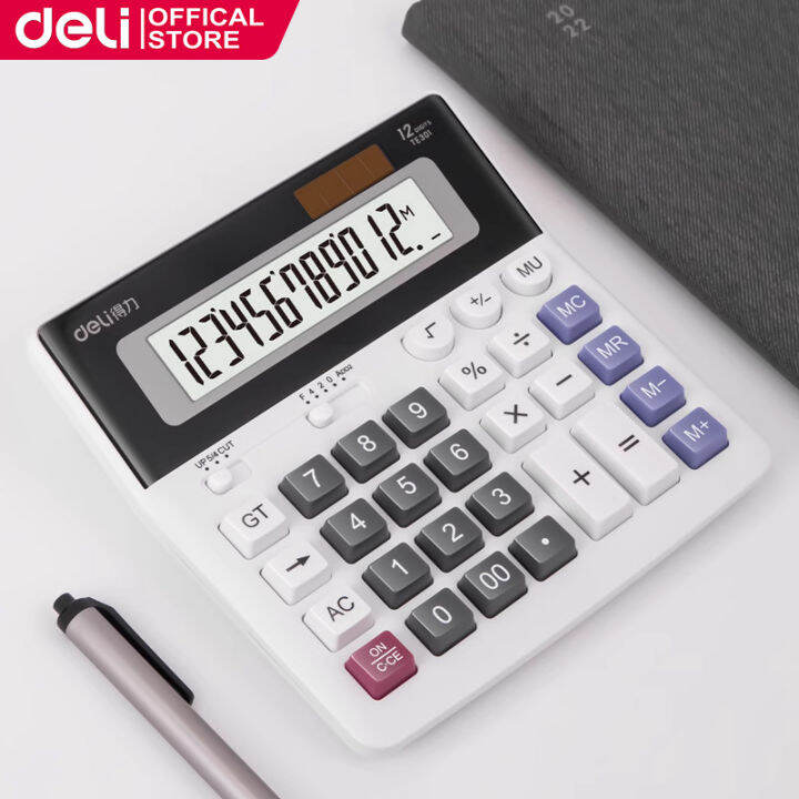 Deli Basic Calculator Big Display 12 Digits Desktop Calculator Solar Calculator Office Supplies ...