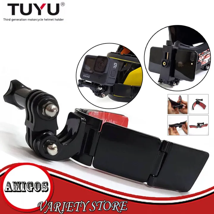 Tuyu full face helmet chin mount holder for gopro hero 9 8 7 5yi 4k insta360 camera strap ...