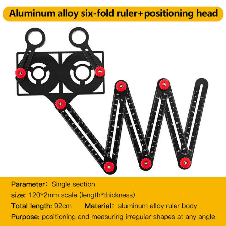 Adjustable Six Fold Tool Ruler Drill Guide Opening Ceramic Tile Hole ...