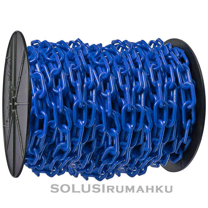 Per Meter RANTAI PLASTIK 6 mm BIRU PVC Pembatas Traffic Cone Antrian ...