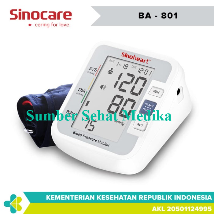 Tensimeter Digital Sinocare Ba 801 Alat Cek Tekanan Darah Otomatis