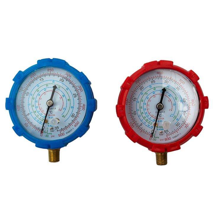 R410A R134A R22 R404A Air Conditioner Low Hi Pressure Gauge Blue & Red ...