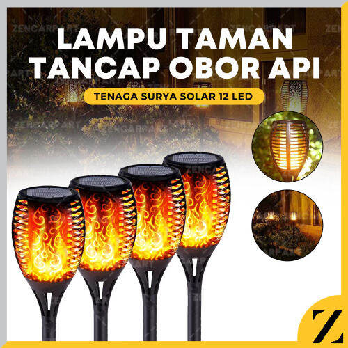 Lampu Taman Tancap Tenaga Surya Model Obor Lampu Taman Solar Led Panel ...