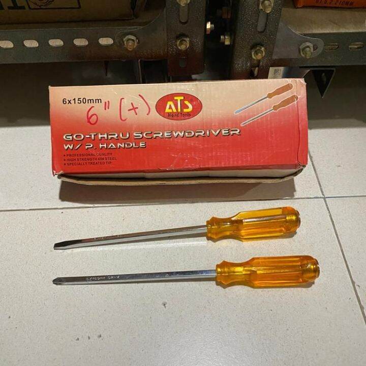 ATS - Obeng Gagang Plastik Magnet 6'' 6in 6inch (+) (-) - Obeng Tembus ...