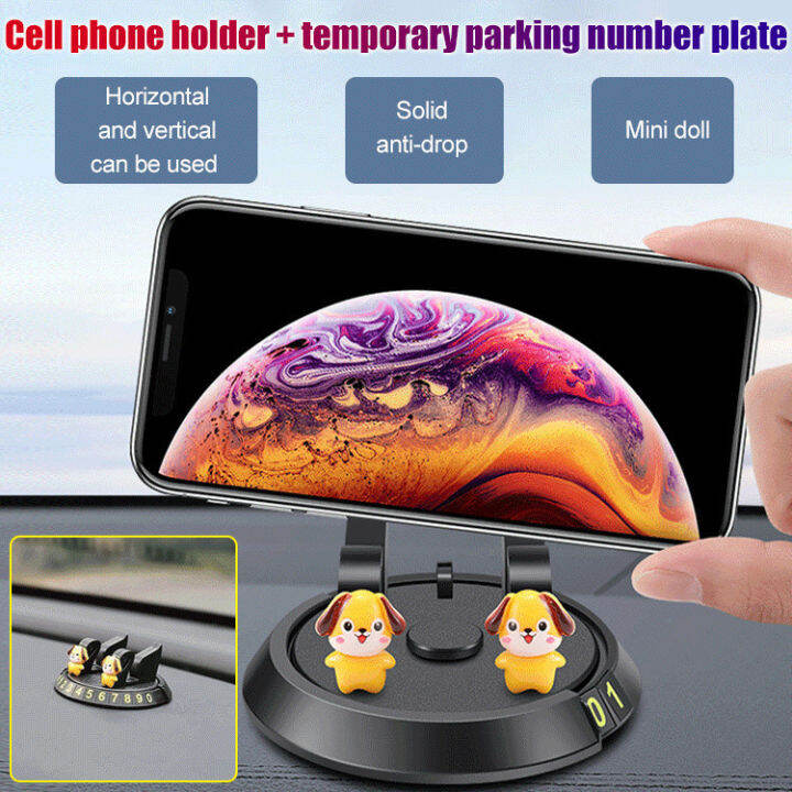 hooyaya Adorable Car Phone Cradle with Cute Figurines, 360-Degree Multi ...