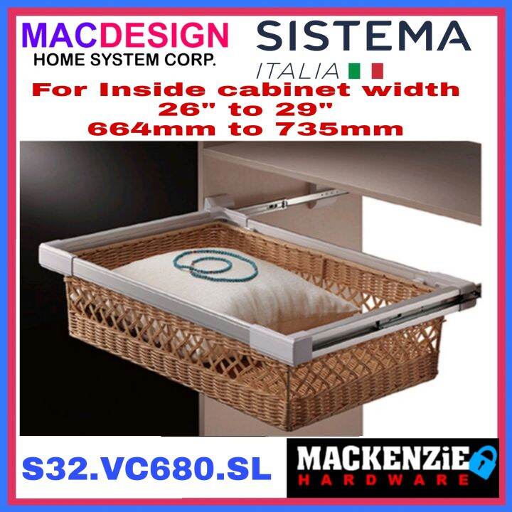 SISTEMA ITALY PULLOUT WARDROBE RATTAN WEAVED CLOTHES BASKET WITH FULL EXTENSION SLIDES MACDESIGN ...