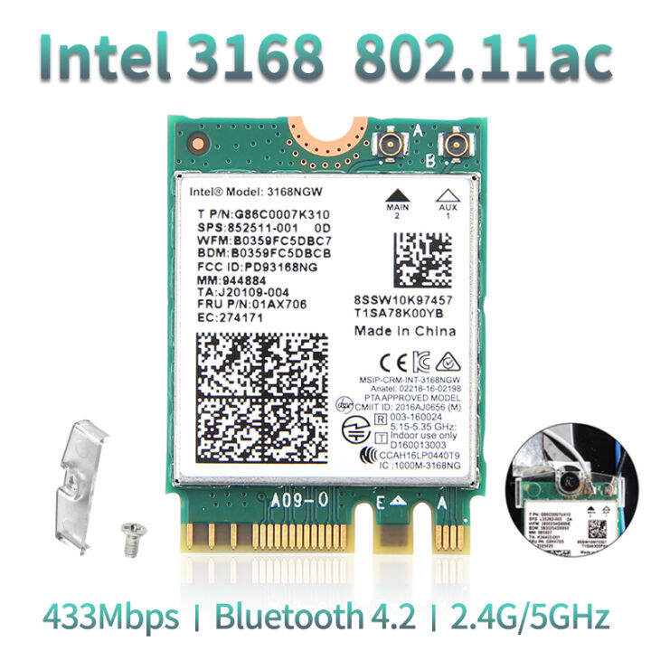 Dual-Band Wireless Wlan สำหรับ Intel 3168 AC 3168NGW M.2 802.11ac ไวไฟ ...