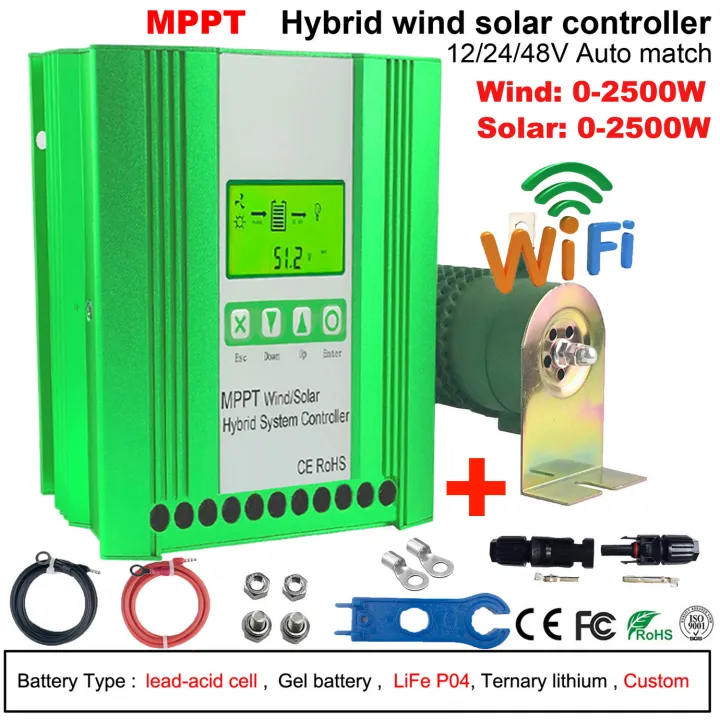 MPPT 0-5000W big power Hybrid Wind Solar Charge Dischage Booster Controller Regulator With Dump ...