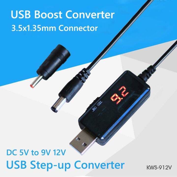 USB To DC Boost Converter Cable 5V to 9V 12V Adjustable Voltage Volt Led Display Transformer DC ...