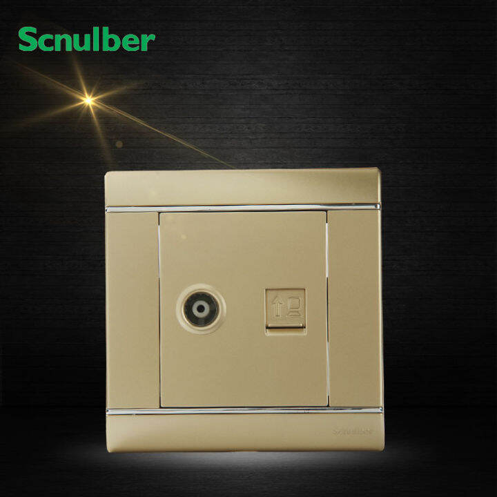 Luxury champagne 86mm single IPTV SetTop TV socket and RJ45 8pin wall ...