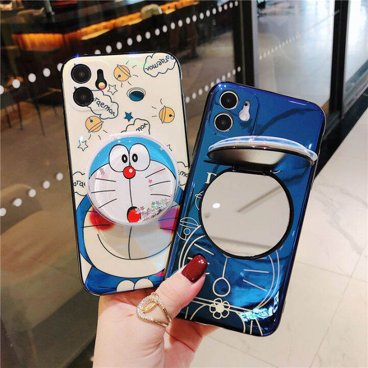 KONSMART IQOO 11 5G Case 2022 Cute Doraemon Design Quicksand Mirror ...