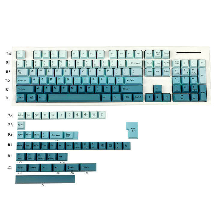1.7mm Thickness PBT Gradient Keycaps Cherry Profile Dye Sub Mac Keyset ...