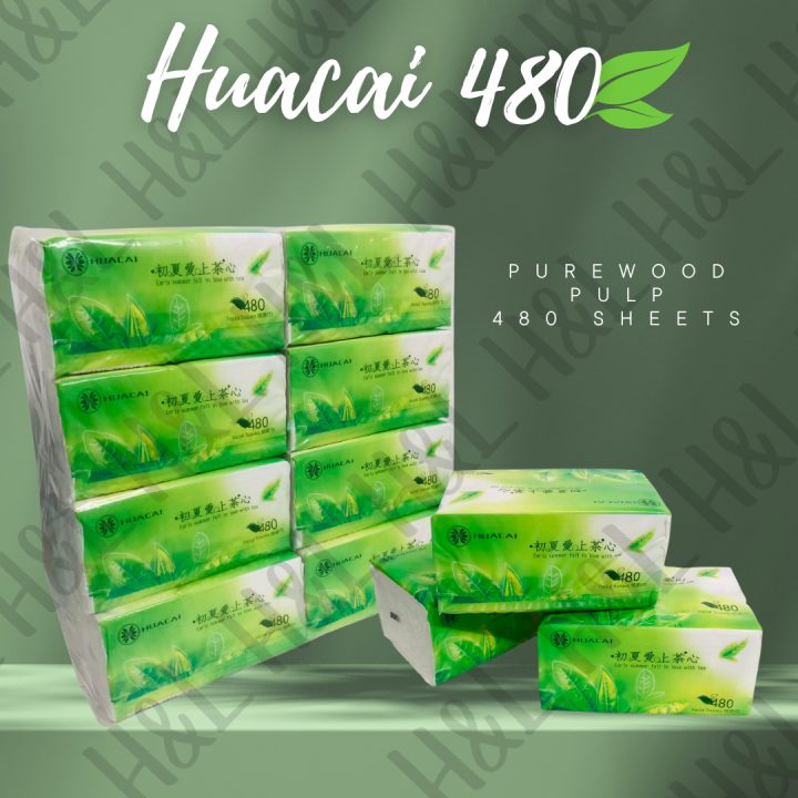H&L COD#10pack 4 Ply Huacai 480 Sheets 4 Ply Facial Tissue Super Strong ...