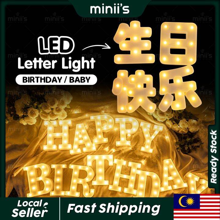 MINIIS PARTY Happy Birthday Led Light Lampu Huruf Led Alphabet Light ...