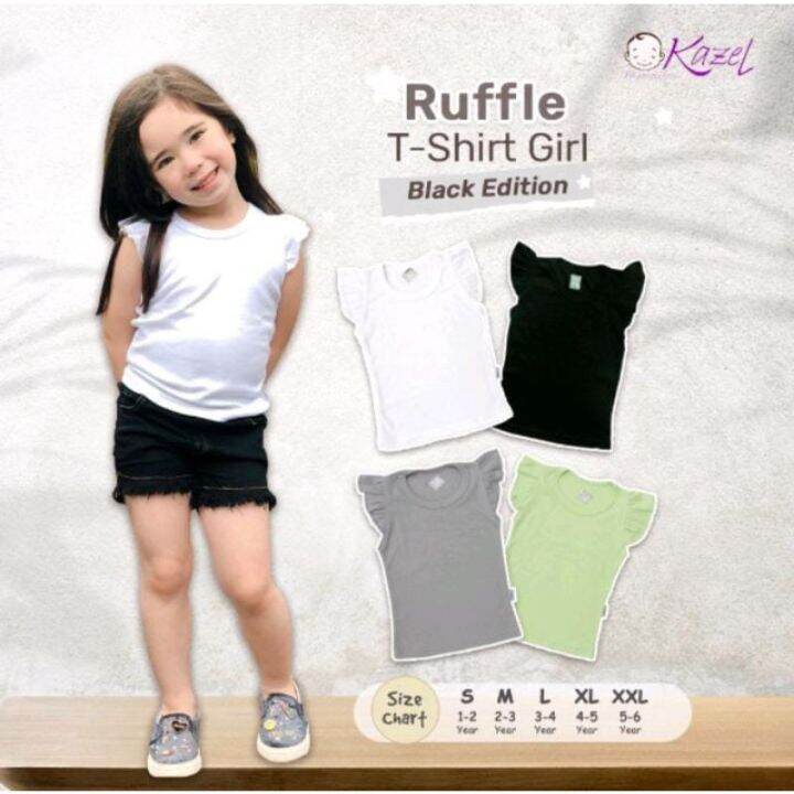 Kazel T-shirt ruffle black edition perpack isi 4 | Lazada Indonesia