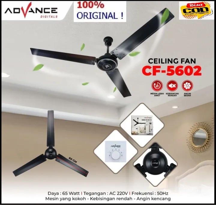 Advance ceiling fan 56" CF 5602 kipas angin baling balig 56 inch-black ...