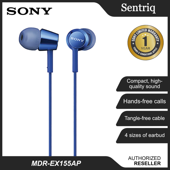 Sony MDR-EX155AP Blue In-Ear Headphones with Mic MDR-EX155AP/L ...