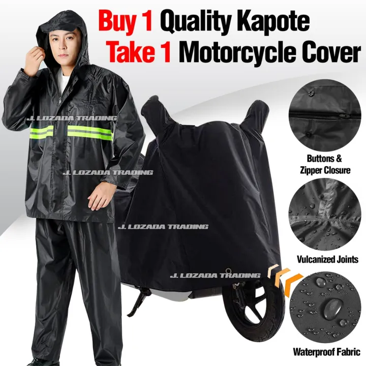 POCKET KAPOTE AND MOTORCYCLE COVER SET / JACKET AND PANTS RAINCOAT WITH ...