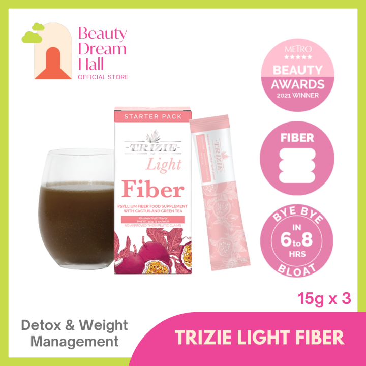 TRIZIE Light Fiber 3 Day [Detox Fiber Drink with Psyllium Fiber, Oat Fiber, Green Tea, Spirulina ...