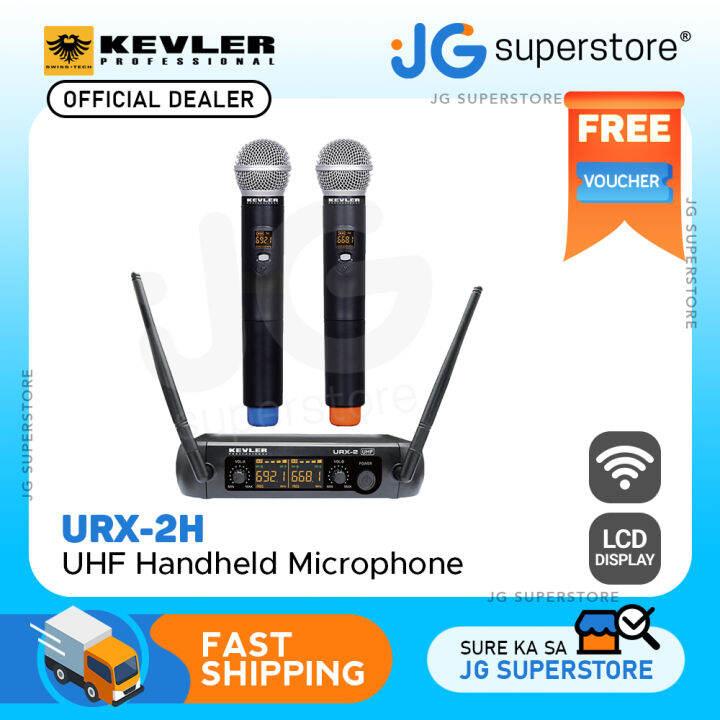KEVLER URX-2 Series Dual UHF Beltpack Lapel / Handheld Wireless Microphone with Antenna Receiver ...