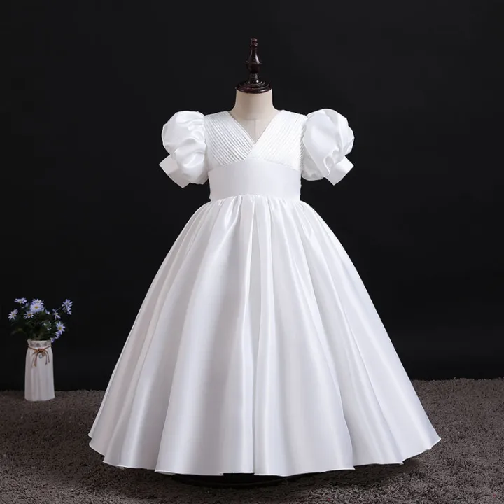 White Girls Dress Bridesmaid Kids Dresses For Girls Children Long ...
